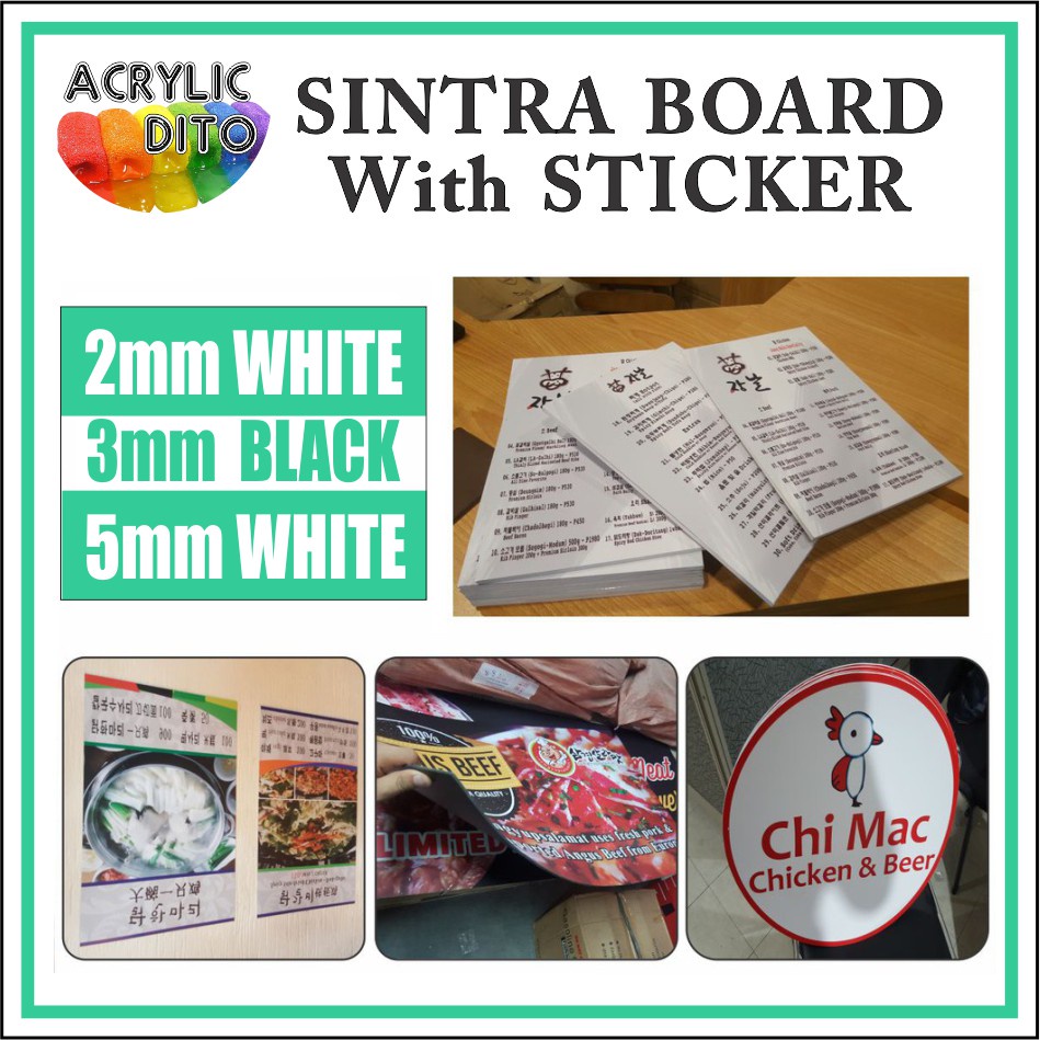 High Quality Sintra Board with Sticker / Customized Printing Menu Wall ...