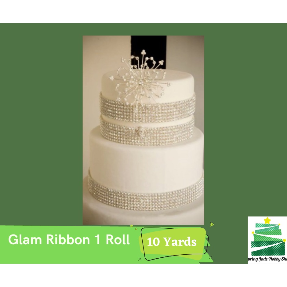 Spring Jade Glam Ribbon|Rhinestone Mesh|Cake Bling |Cake Mesh 2 Yards ...