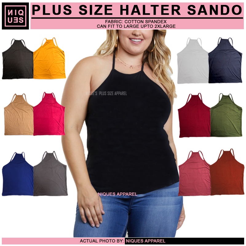 PLUS SIZE HALTER NECK SLEEVELESS TANK TOP | Shopee Philippines