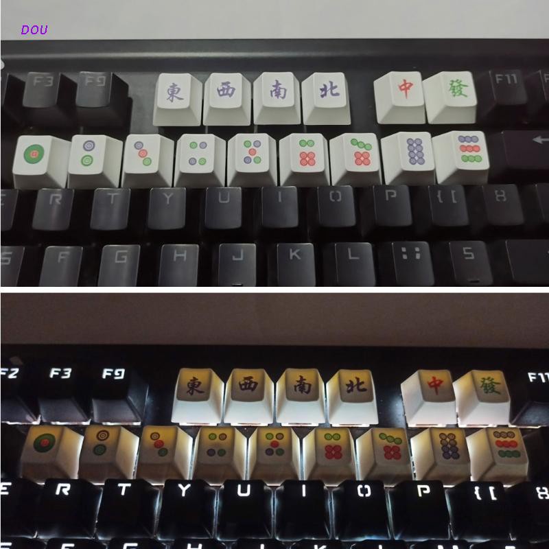 DOU 15Pcs/Set Mahjong Keycap Dye Sublimation Keycap Mechanics Keyboard ...