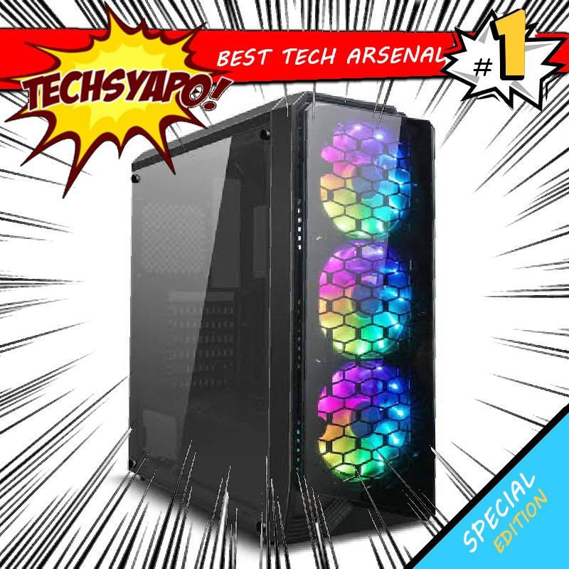 DARKFLASH WATER SQUARE 5 PC ATX GAMING CASE (W/ 3 LED FAN) | Shopee ...