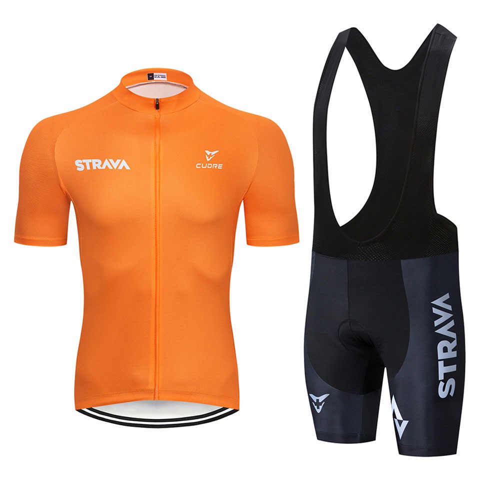 STRAVA Road Bike Orange Short Sleeves Cycling Jerseys Set Breathable ...