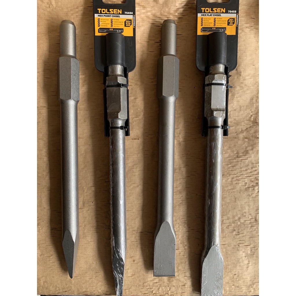 Industrial 30mm Hexagonal Shank Chisel for Demolition / Jack Hammer (Bull Point or Cold/Flat ...