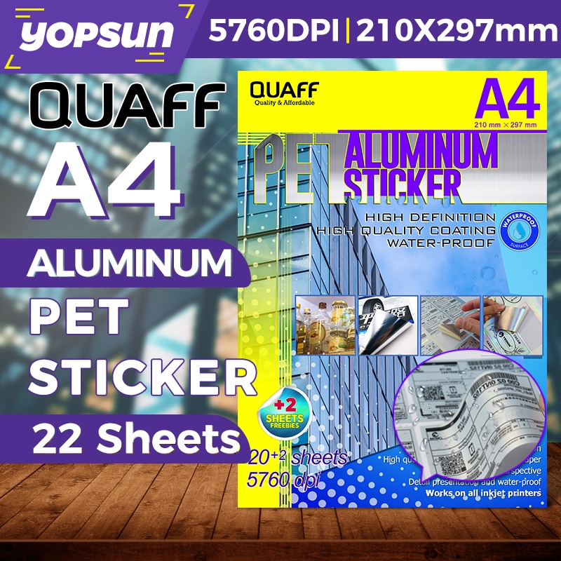 Quaff PET Aluminum Sticker A4 Printable Inkjet Label Sticker 180gsm ...