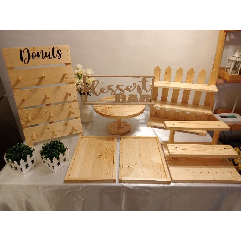 Rustic Wooden Sweet Corner Equipment Set B (7pcs) for DIY Dessert/Candy ...