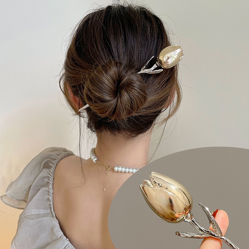 Chinese Popular Metal Tulip Beautiful Hairpin Hair Clip for Women Girls ...