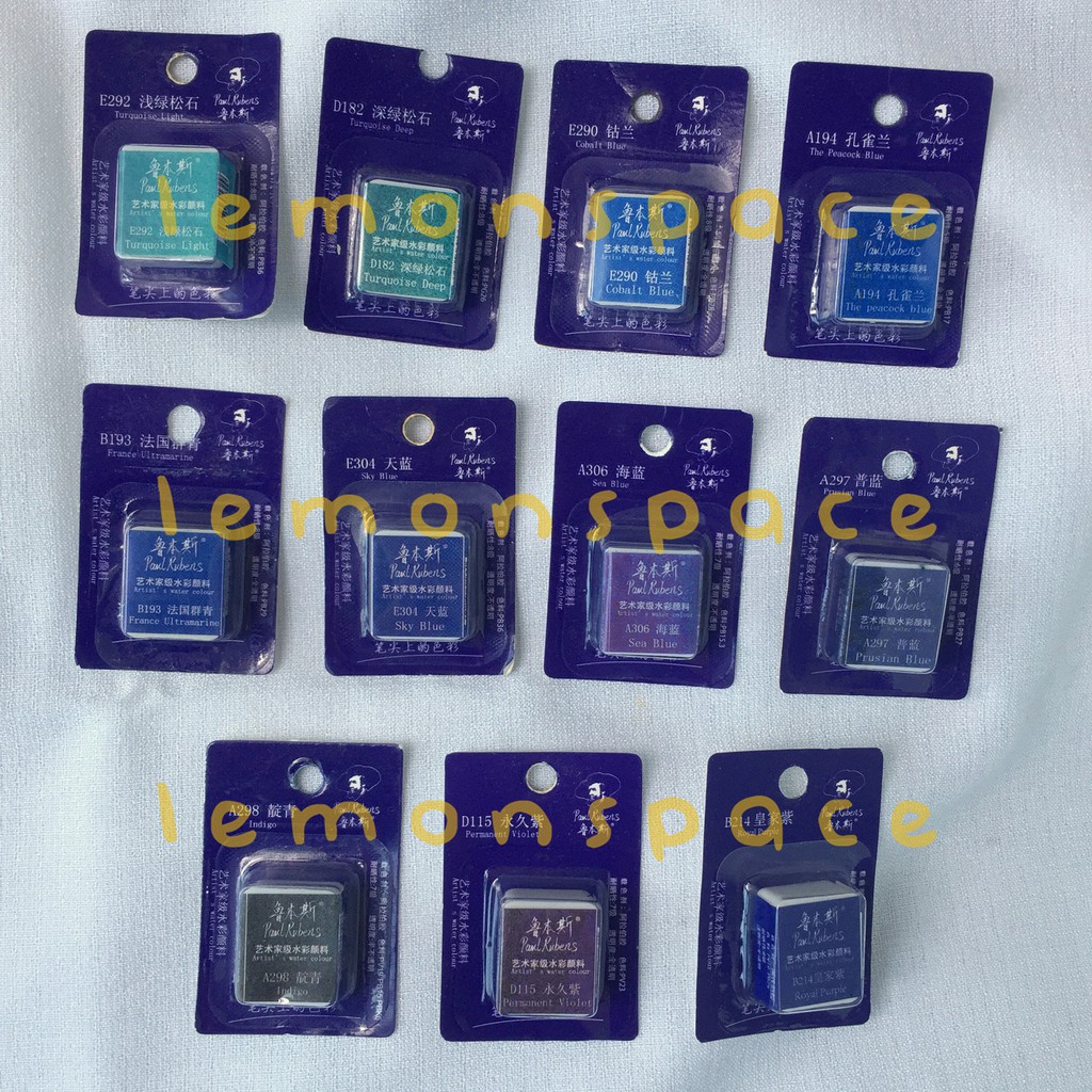 Paul Rubens Half Pan Refills Watercolor Paint: Blue, Purple and Violet ...