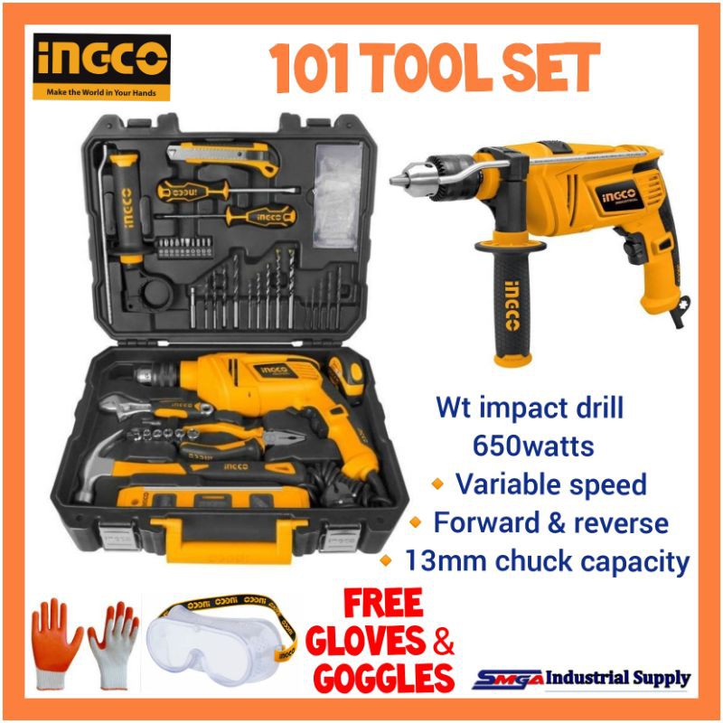 Ingco 101 pcs Tool set free safety Goggles and gloves | Shopee Philippines