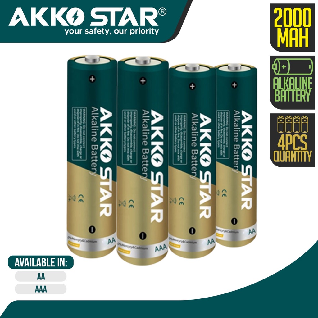 AKKO STAR 4pcs Super Alkaline AA | AAA Battery (LR6 | LR03) Mercury ...