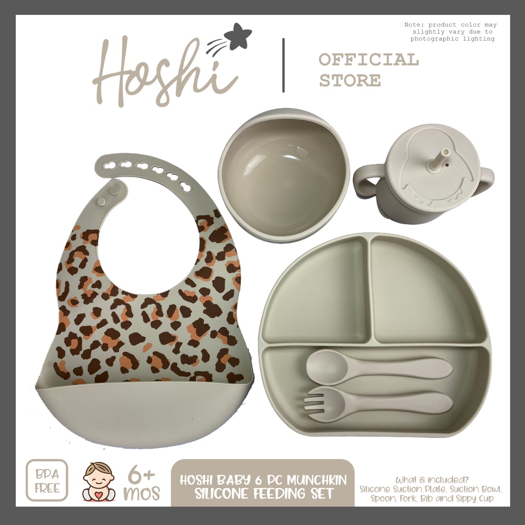 Hoshi Baby 6pc Munchkin Silicone Feeding Set, Premium 100% Food Grade ...