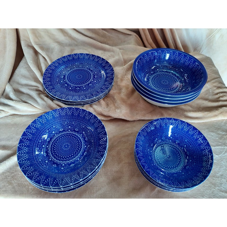 Moroccan Blue Designed Ceramic Plates & Bowls 16PCS|SET | Shopee ...