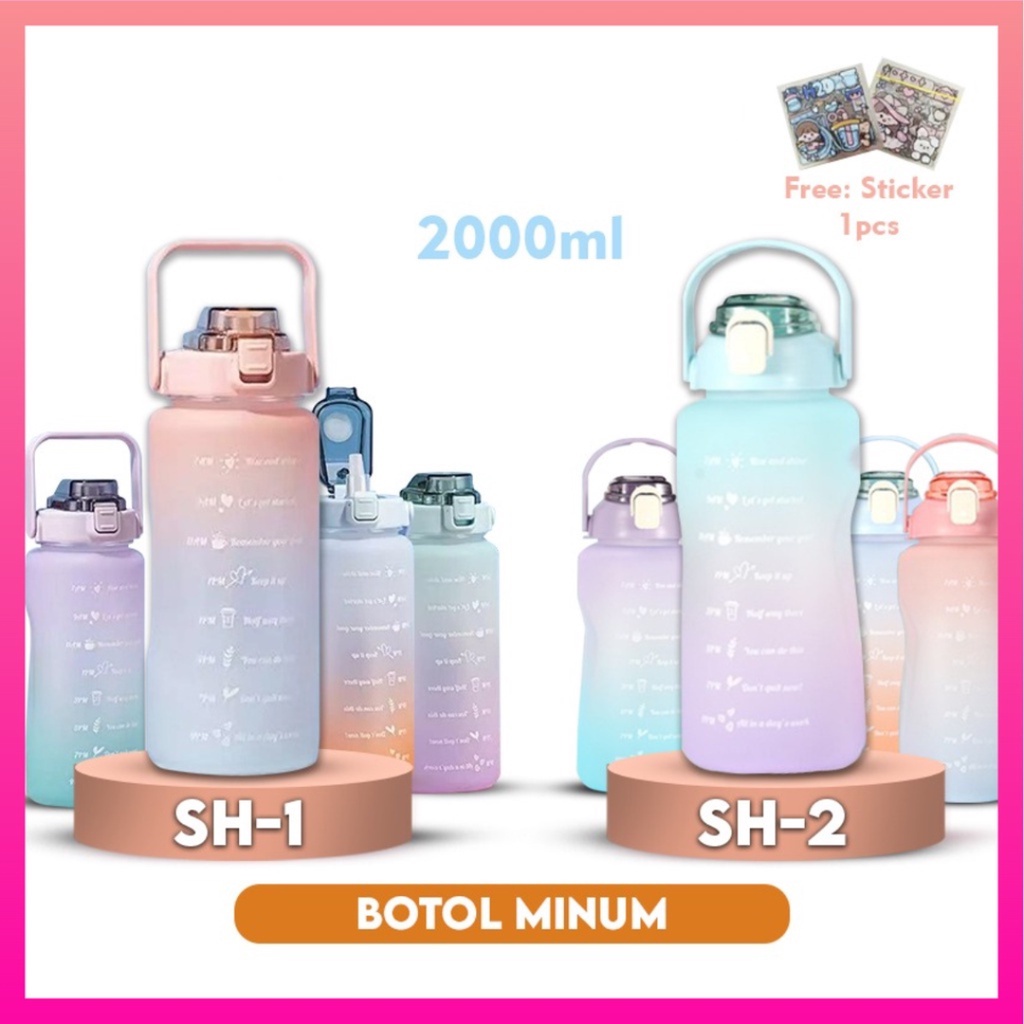 Viral Drink Bottle 2 Liter Motivational Drink Bottle Gradation Drink ...
