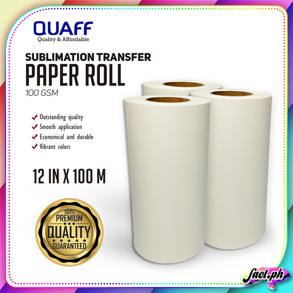 QUAFF Sublimation Paper Roll 100gsm 8.2 inches | 12inches | 24inches ...