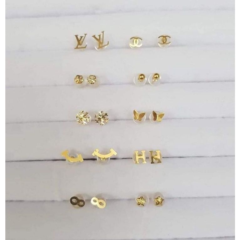 18K Saudi Gold Earrings with silicon lock | Shopee Philippines