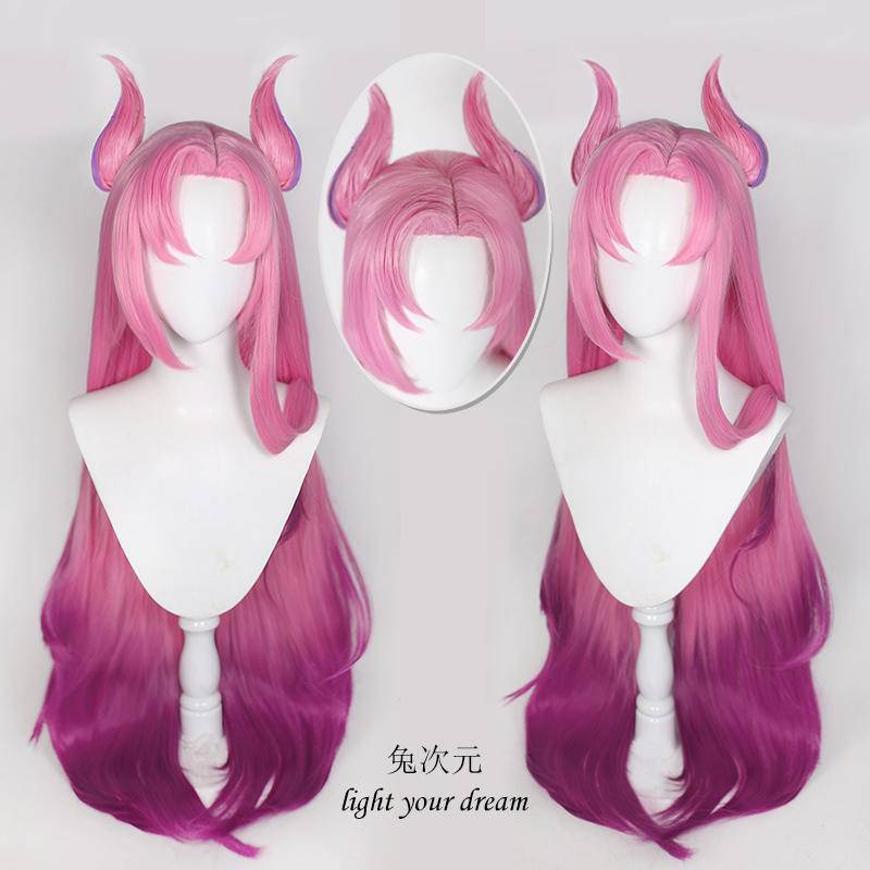 Rabbit dimension Kai Sa star guardian cos wig piece dyed horn shape ...