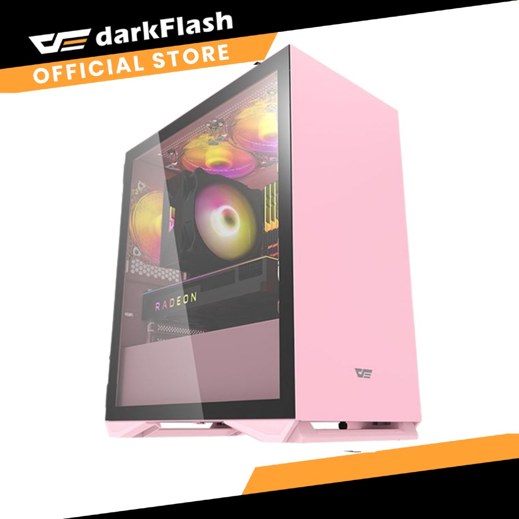darkFlash DLM 22 Pink LUXURY M-ATX Door Opening of Tempered Glass ...