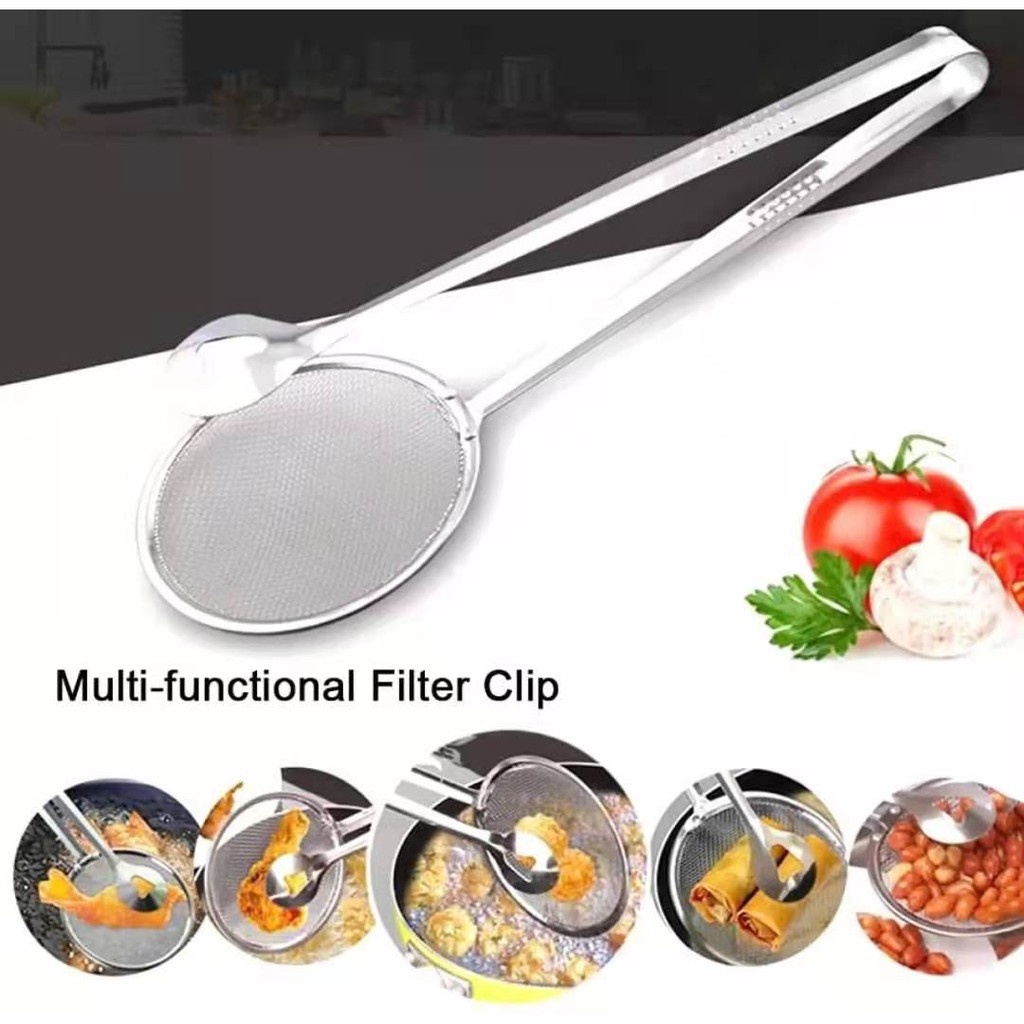 2 in1 Stainless Steel Food Clip Snack Fryer Strainer BBQ Buffet Serving ...