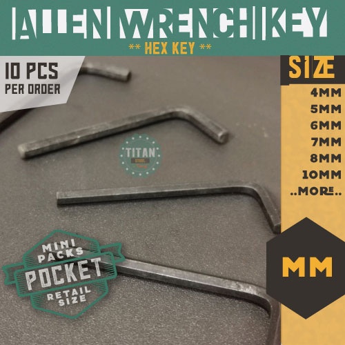Allen Wrench Key / Hex Key / Allen Key L-Shape - MM / Metric (QTY based ...