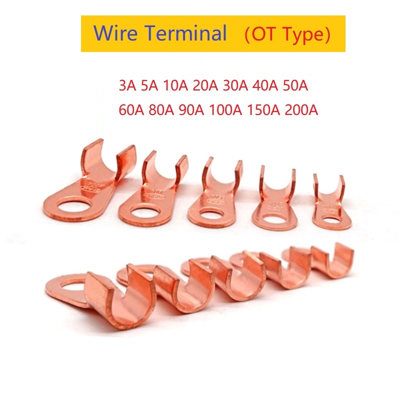 10/20pcs OT Type Wire Terminal Red Copper Bare Nose Lugs Crimp Open ...