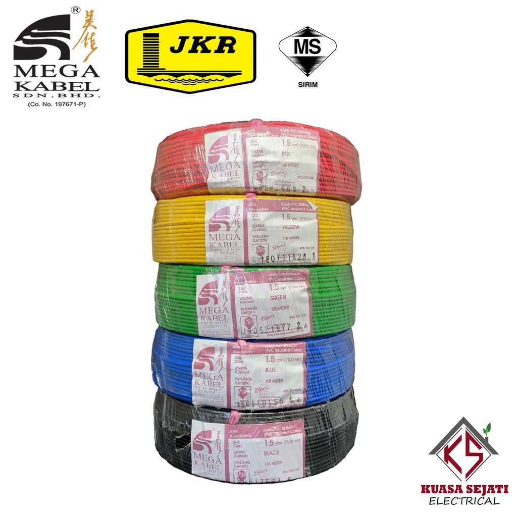 MEGA 1.5MM Insulated PVC 100% Pure Copper Cable (SIRIM APPROVE ...