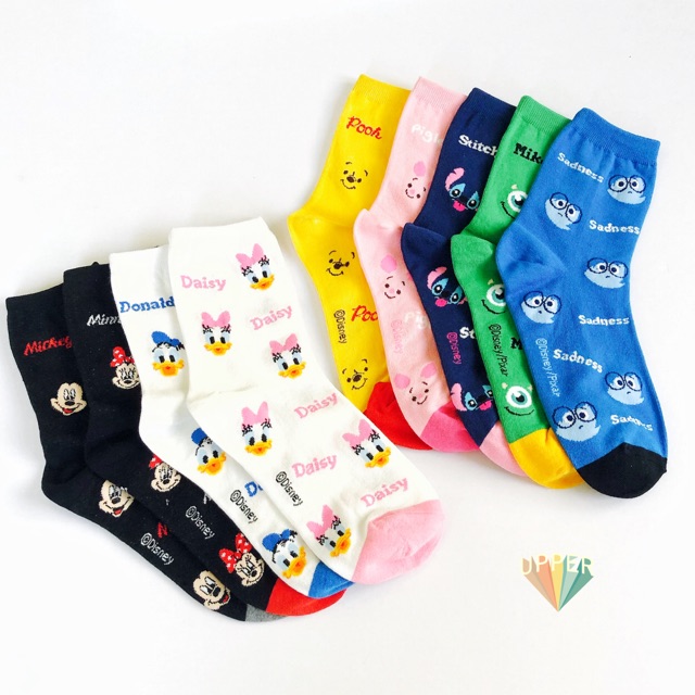 KOREAN ICONIC SOCKS - Disney Characters Cartoons Melt Series CREW MID ...