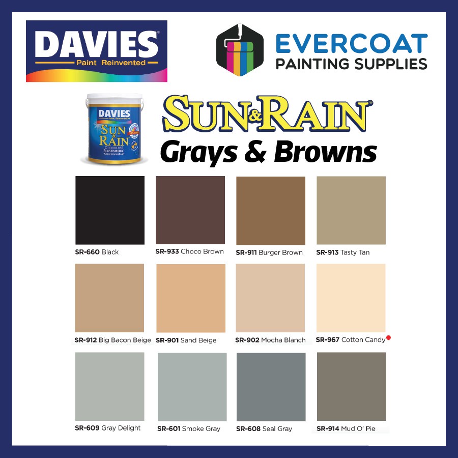 Davies Paints Sun Rain 1 Liter Grays Browns Shopee Philippines