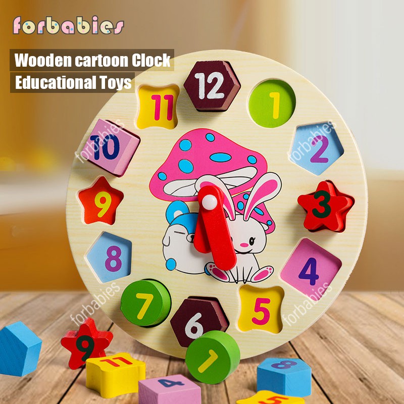 Educational toys.Digital Geometry Clock Wooden Toy with box,brain game ...