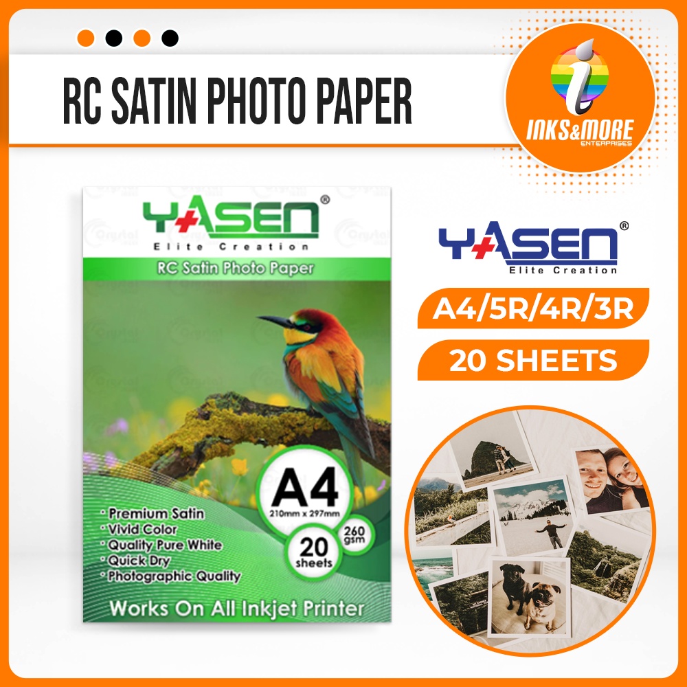 RC Satin Photo Paper Waterproof (A4 / 3R / 4R / 5R ) 260 GSM (20 Sheets ...