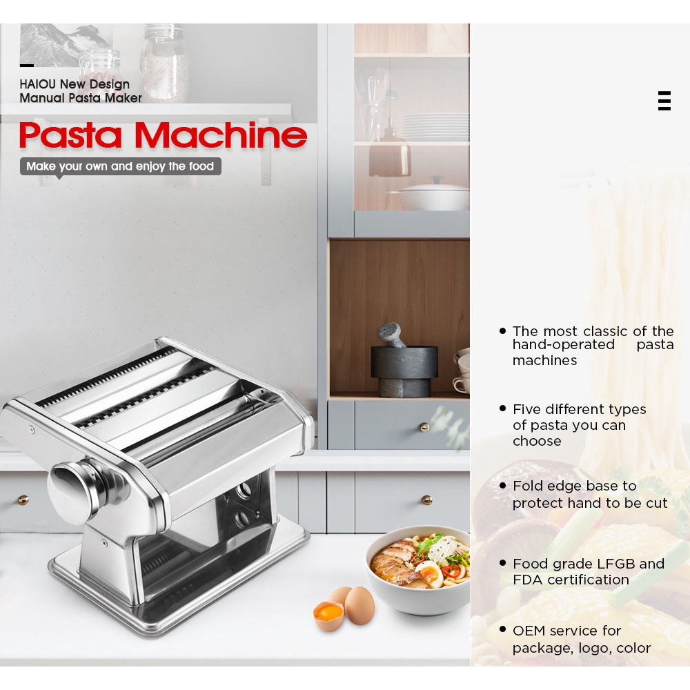 High Quality 3 Blade Stainless Manual Pasta Maker Machine Noodle Hand ...
