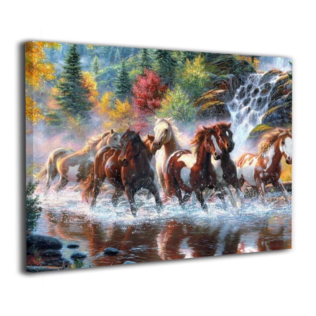 Canvas Wall Art Eight Horses Running Horse Decor framedFrameless ...
