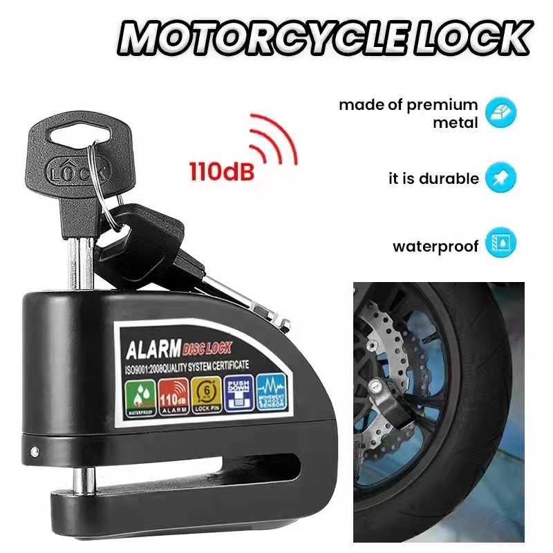 Motorcycle Alarm Systems Motor Disc Lock (Black) | Shopee Philippines