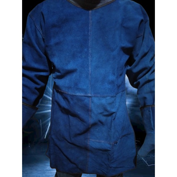Blue Leather Jacket (PPE) for welding | Shopee Philippines