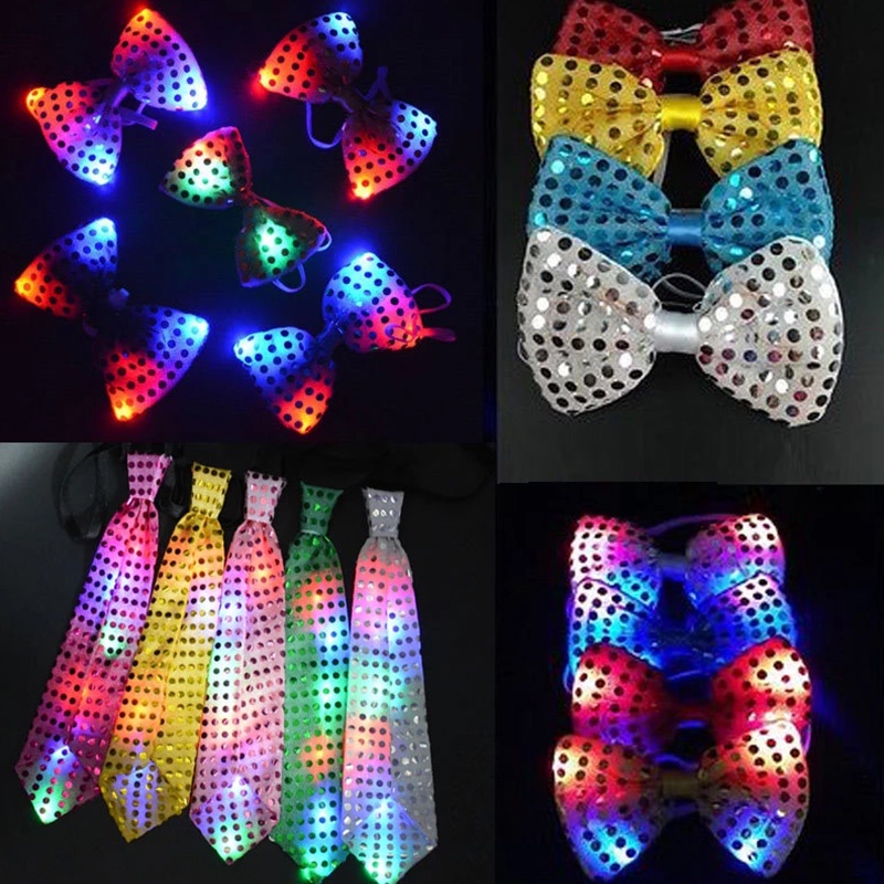 Popkozzi Shinning Bow LED Sequins Tie Flashing Light Up Stage ...