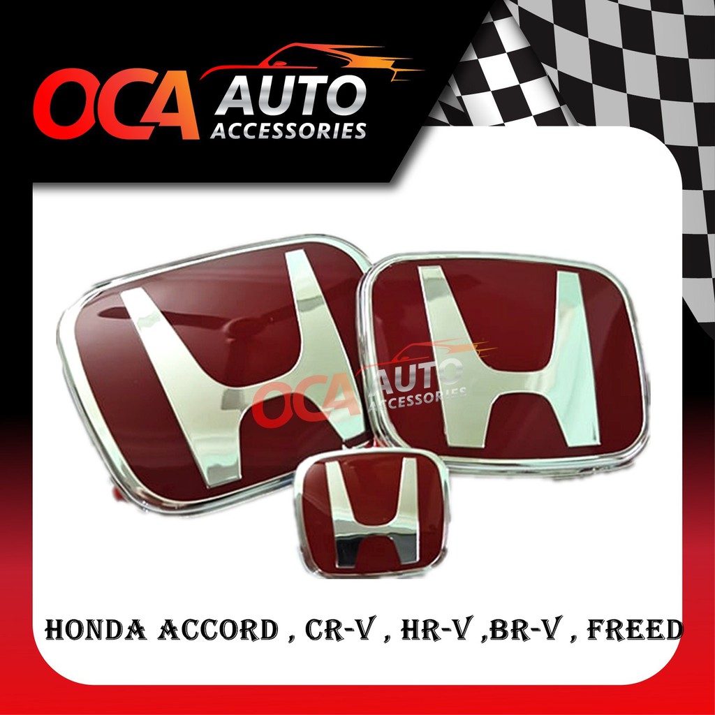 Honda Red Chrome Logo Emblem ( Accord CRV BRV HRV Freed ) | Shopee ...