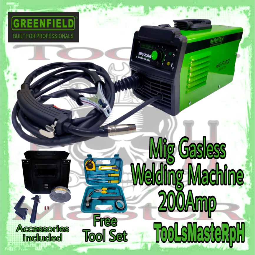 GREENFIELD 200Amp MIG Gasless Welding Machine 08-03-10200M Free Toos ...