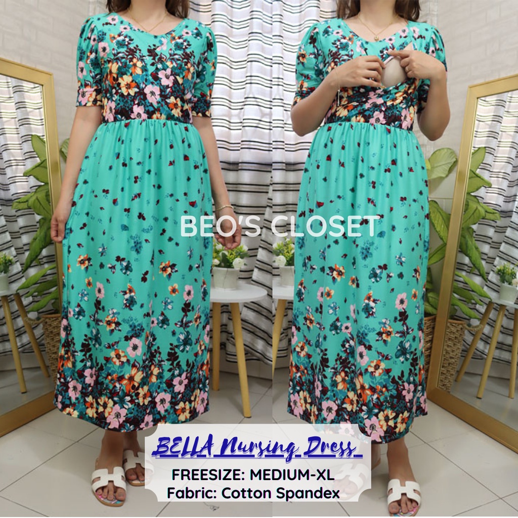 BELLA NURSING BREASTFEEDING / MATERNITY MAXI DRESS Senepa Print (M-XL ...