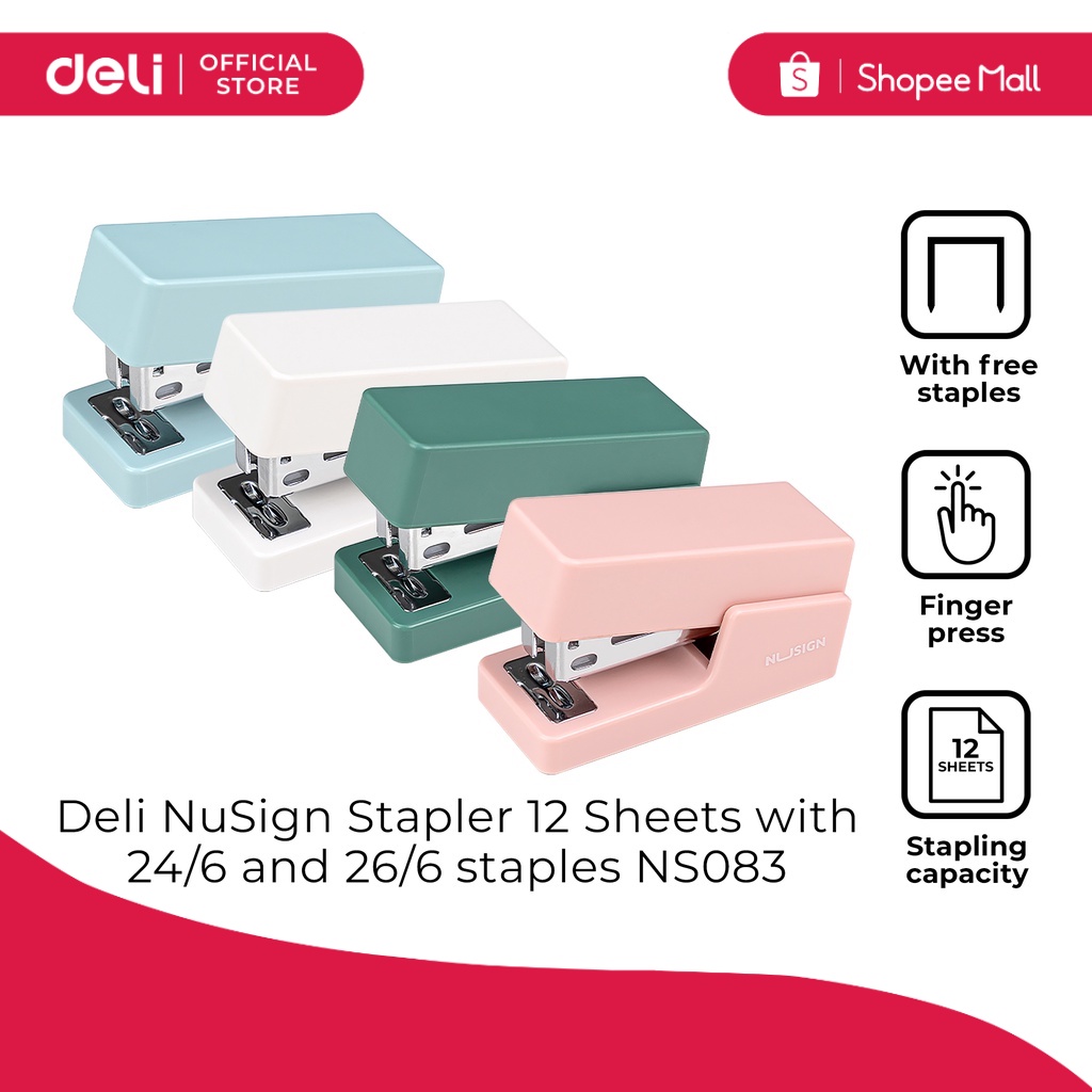 Deli NS083 NuSign Stapler 12 Sheets with 24/6 and 26/6 Staples [79NS083 ...