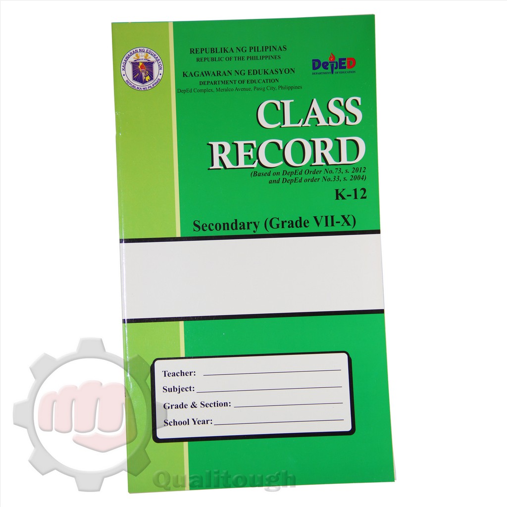 K-12 class record - secondary / junior high (green) | Shopee Philippines