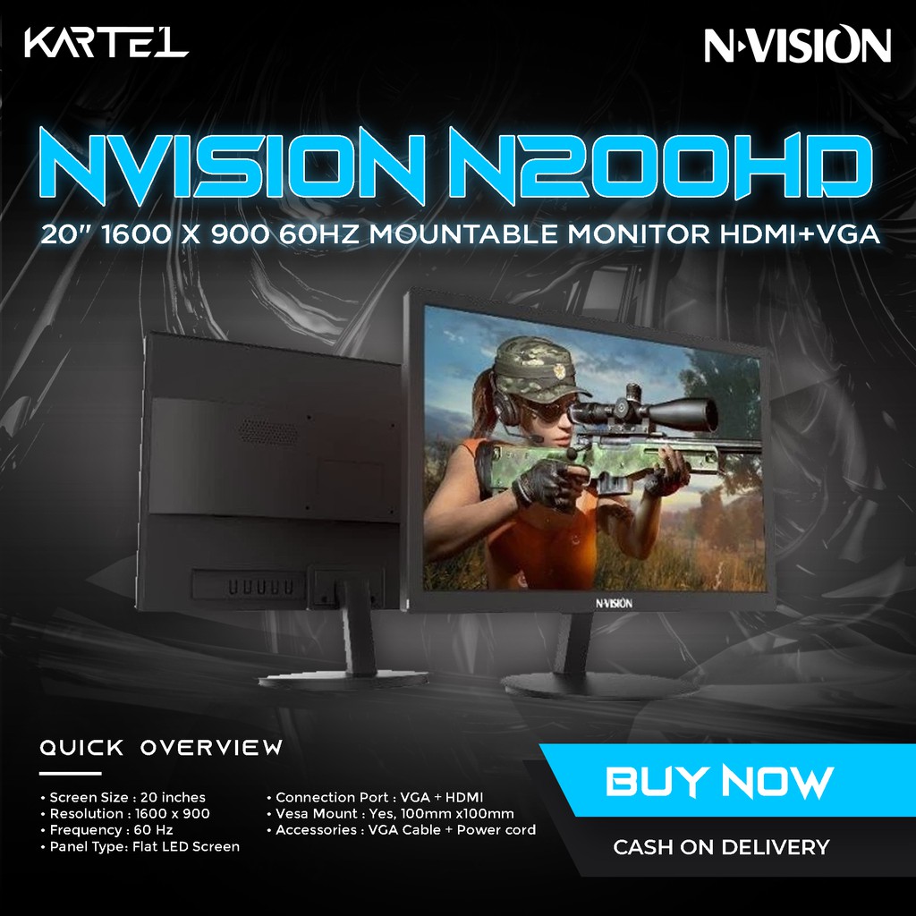 NVISION N200HD 20 inches wide LED WIDESCREEN Gaming Monitor | Shopee ...