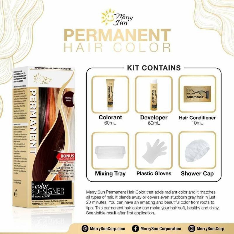 100% ORIGINAL Merry Sun Permanent Hair Color (Complete Set) [AK05 ...