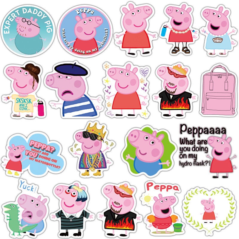 Peppa Pig Stickers 50 Sheets Cartoon Piglet Cute Decorative DIY ...
