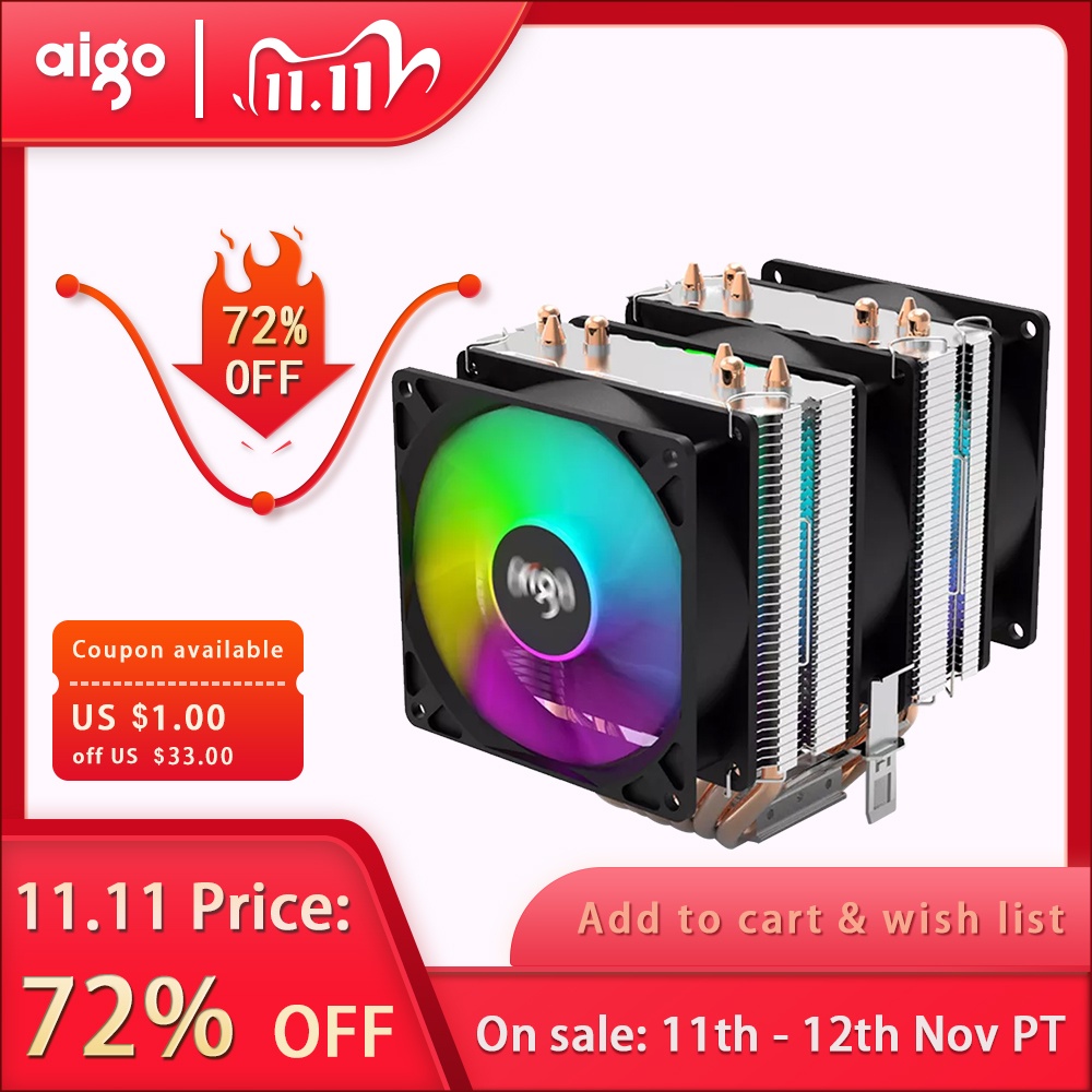 Aigo gale dual tower 6 heatpipes RGB CPU Cooler pc radiator Cooling ...