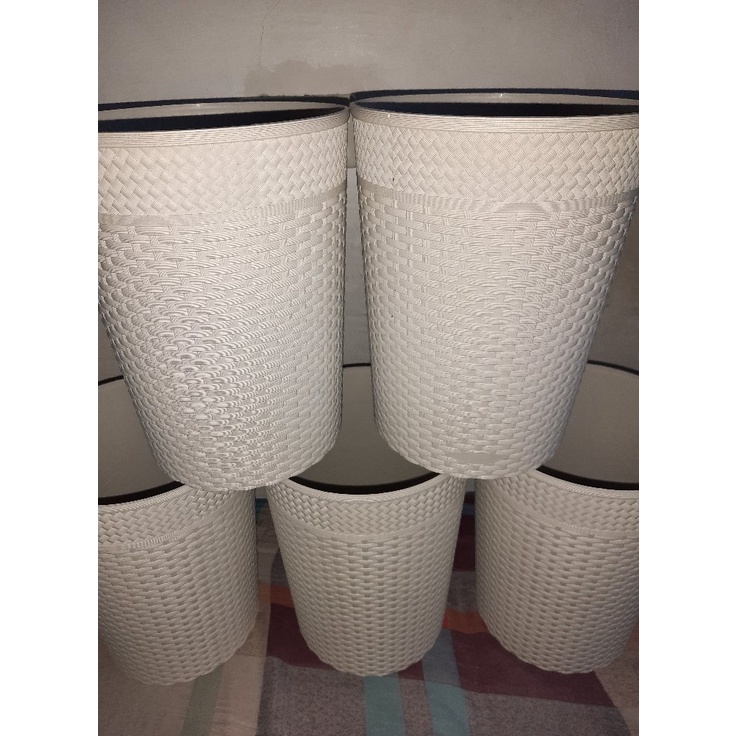 (5pcs.) Tall white rattan design pots for plants (9x11 inches) 90 pesos ...
