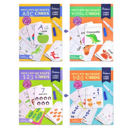 Mideer Write and Wipe Cards Kids Educational Washable Numbers Math ABC ...