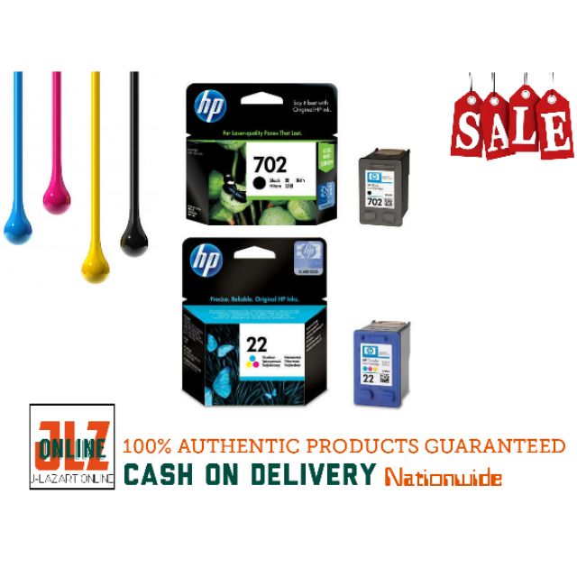 HP ink 702 Black / HP ink 22 Tricolor Original Ink Cartridge(CC660AA ...