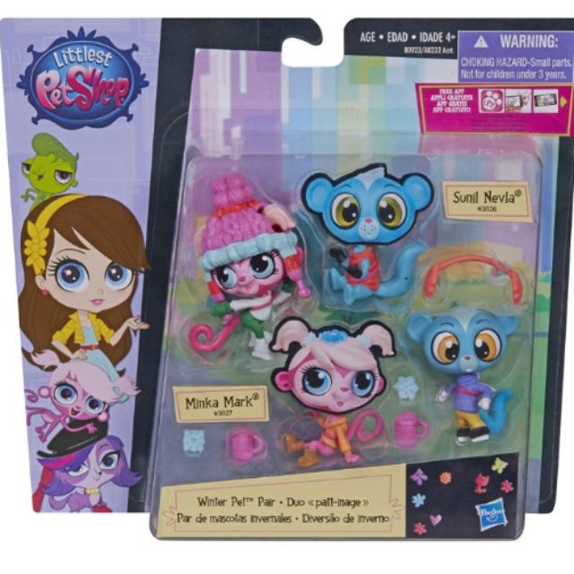 Littlest Pet Shop Winter Pair Duo Minka Mark and Sunil Nevla LPS ...