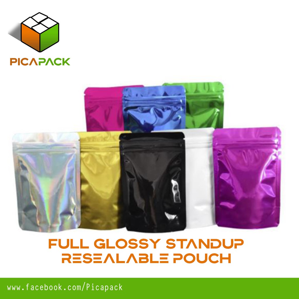 50pcs Full Glossy Standup resealable pouch with ziplock Shiny pouch ...