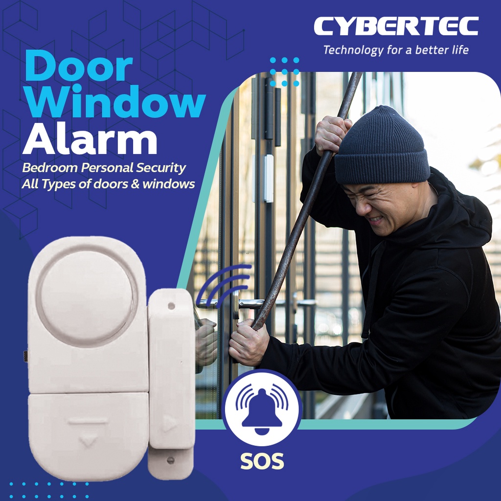 CYBERTEC Door Window Entry Alarm | With Adhesive Tape | Batteries Included | Anti Theft | Shopee ...