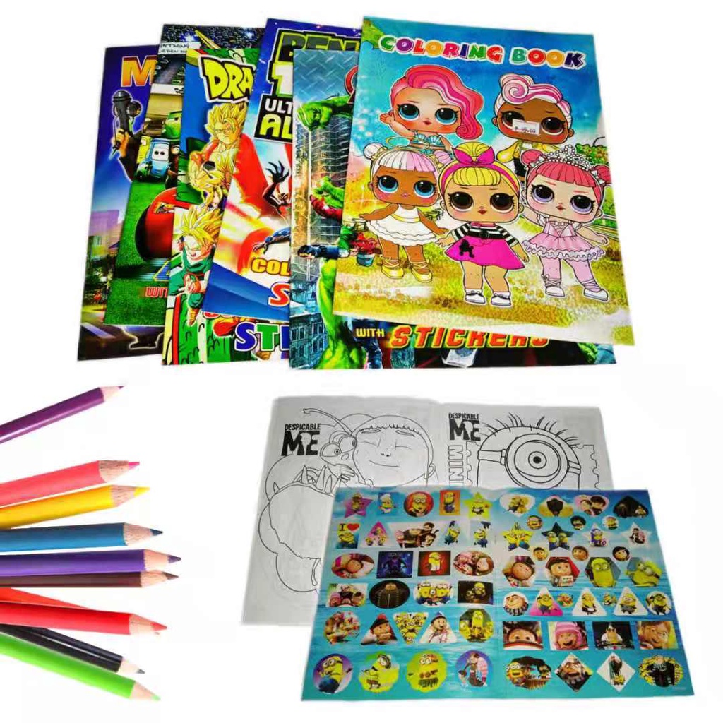Coloring Book with Sticker for Kids | Shopee Philippines