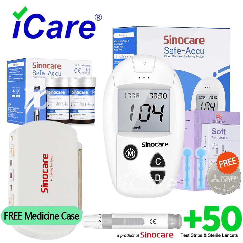 one touch glucometer set 【on hand】 iCare®SA50mc Sinocare Blood Glucose ...